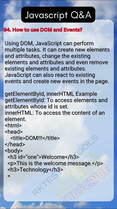95 How to use DOM and Events - YouTube