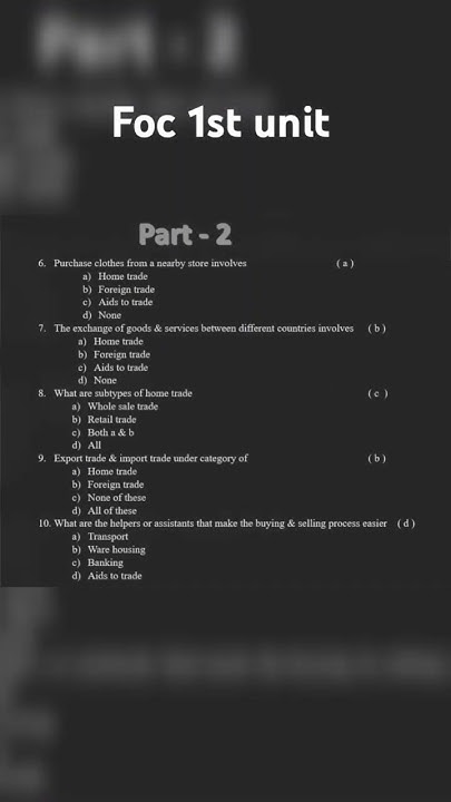 Foc important questions in 1st unit || degree 1st sem || BBA, BCA || fundamentals of commerce ...