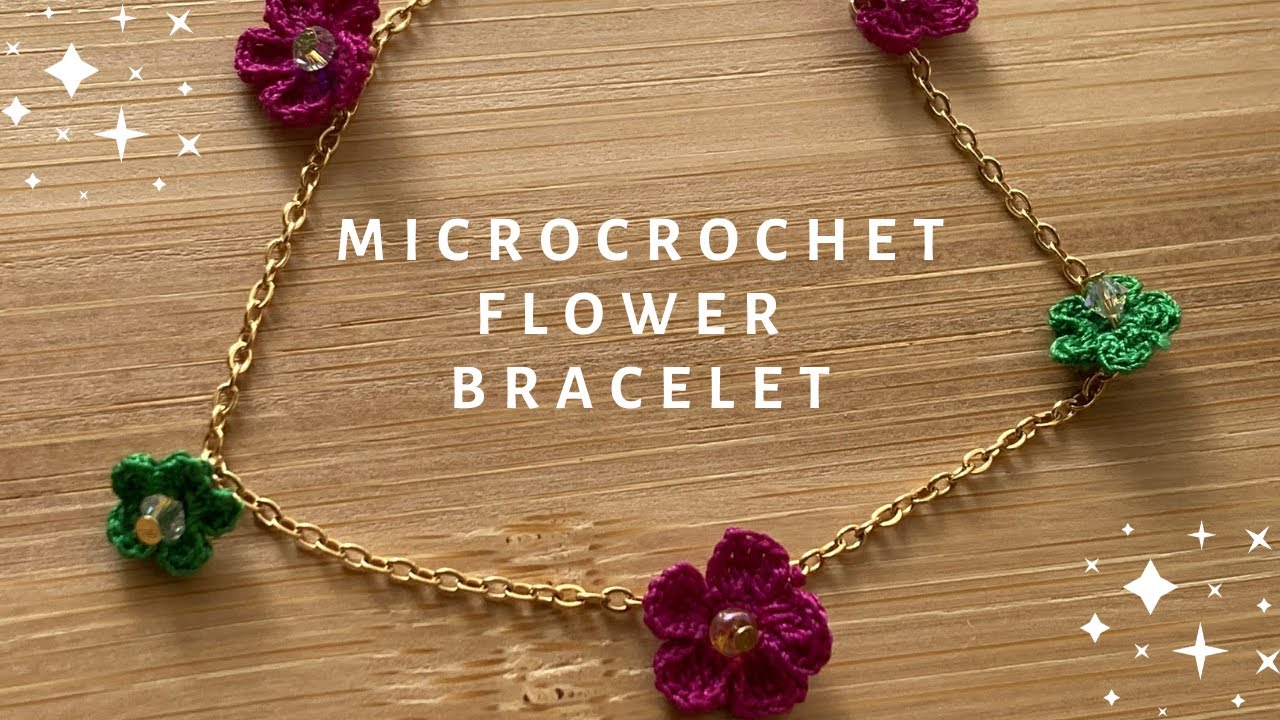How to make microcrochet flower bracelet - Micro crochet floral jewelry ...