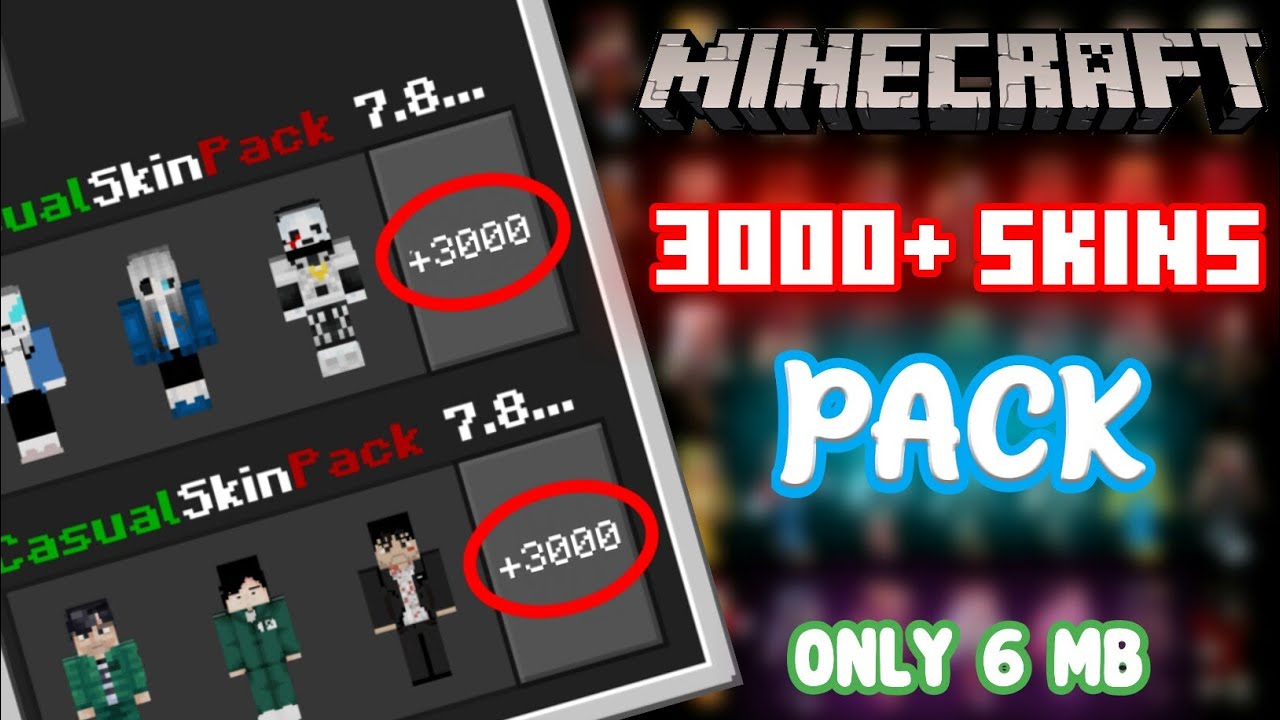 Minecraft 3000+ skins Download 🔥 | Only in one pack | All youtubers ...