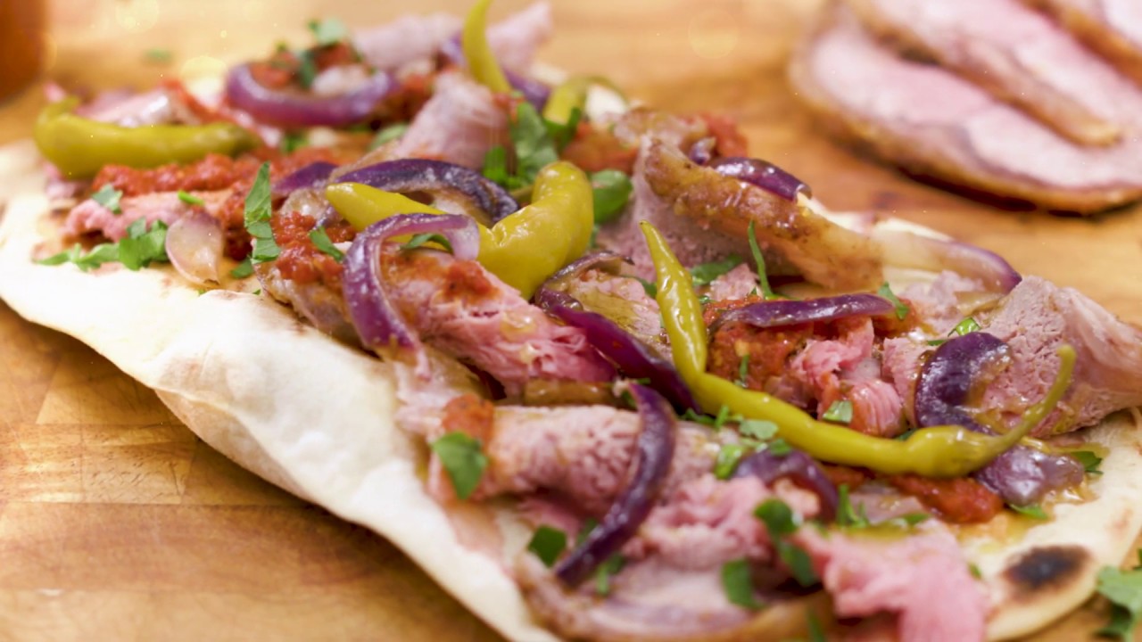 Irish Beef And Harissa Flat Bread - YouTube
