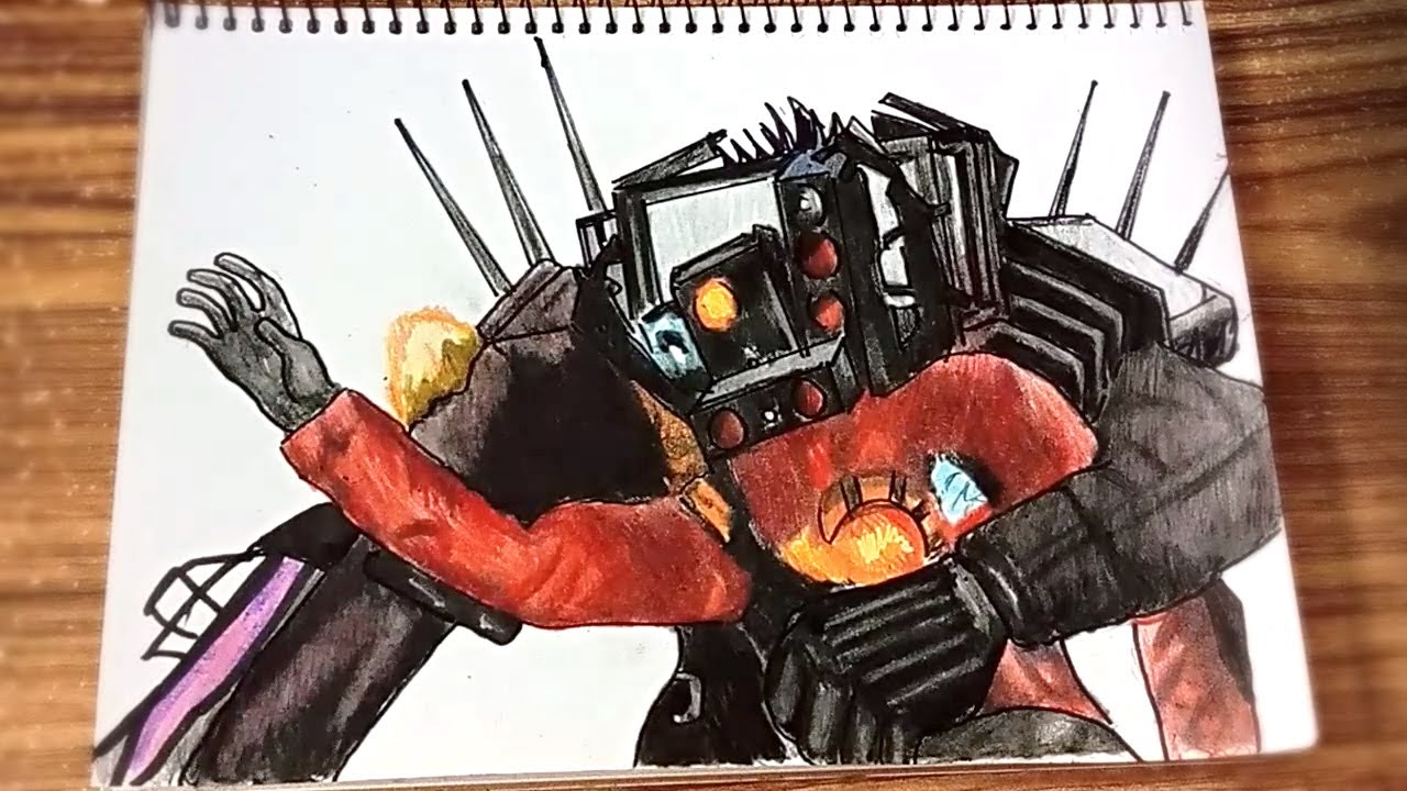 Drawing Titan Tv man Hug Speakerman Titan/Skibidi toilet 74 - YouTube