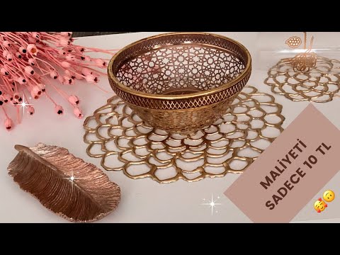 DIY/Sadece 10'TL Maliyetine Silikon tabancasıyla Supla /Amerikan servisi /sehpa örtüsü yapımı