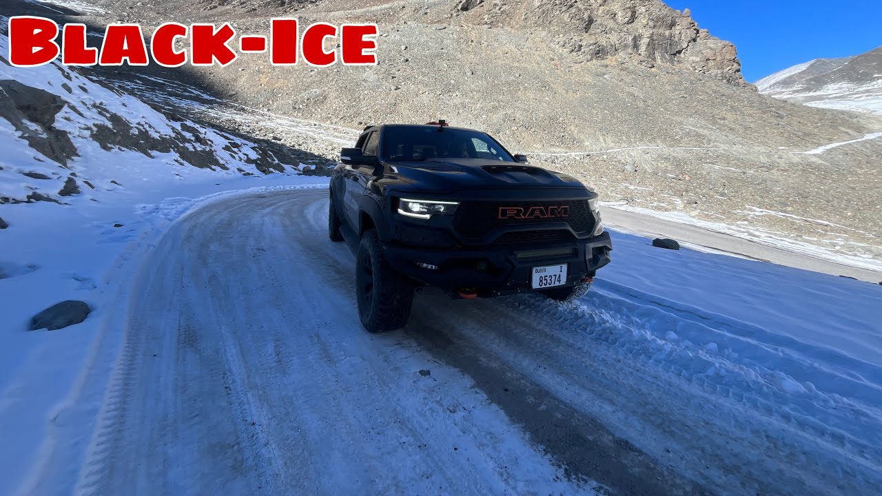 RAM TRX Sliding on Black Ice | Ajj too marte marte bache 😰 - YouTube