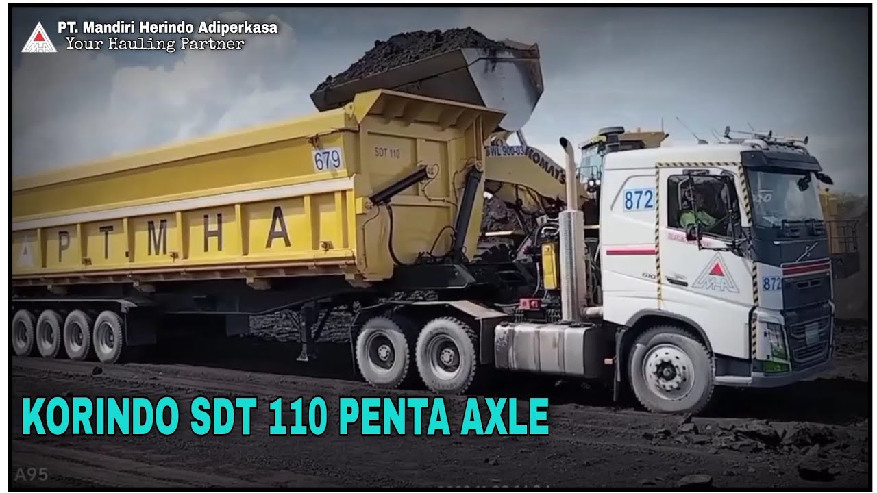 Loading perdana Penta Axle V-1 kapasitas 110 ton CP-5 IP Tabang Projects Bayan Resources - YouTube