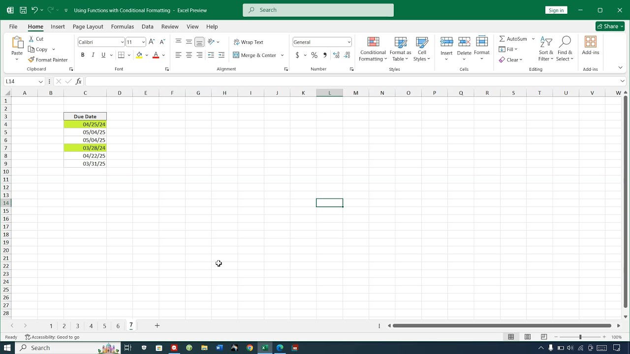 Excel 365 Highlighting Dates Based On A Due Date Youtube
