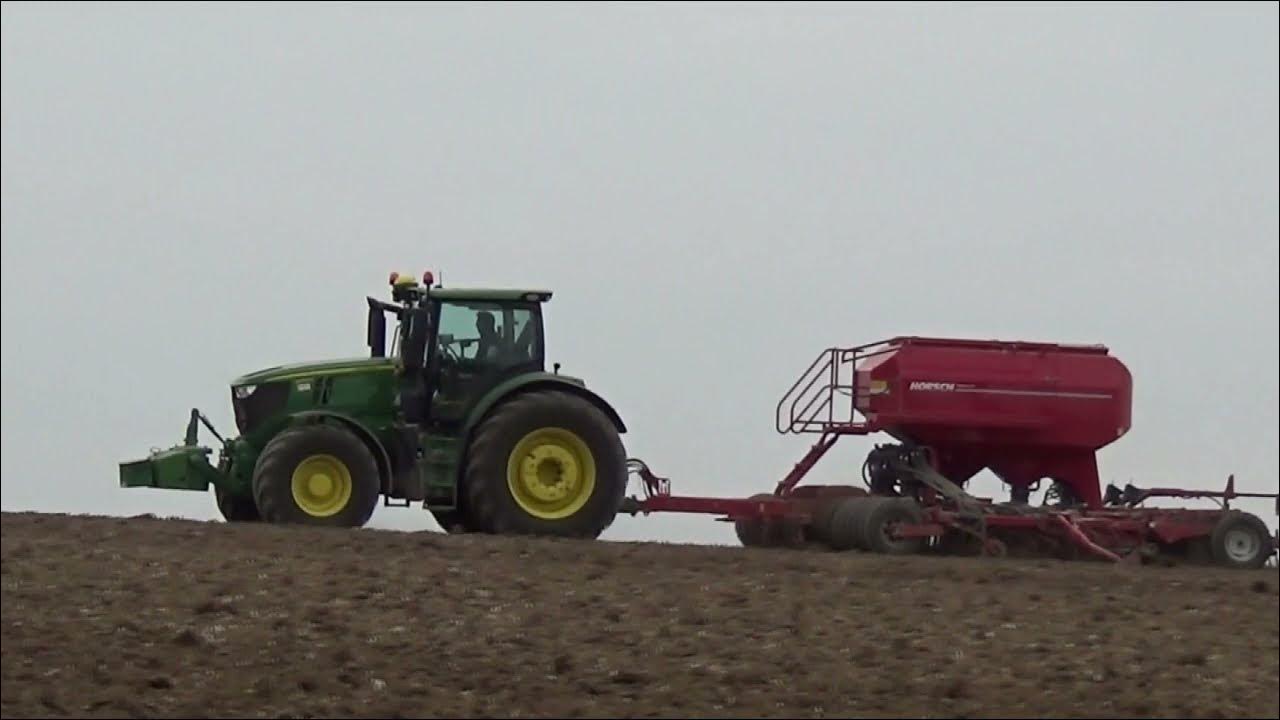 Drilling peas 2021 John Deere 6250R & Horsch Sprinter part 1 - YouTube