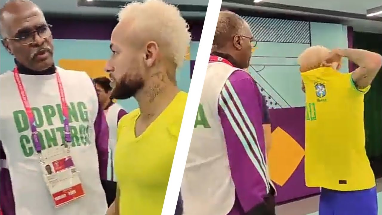 Neymar looking nervous when he saw those fifa doping guys - YouTube