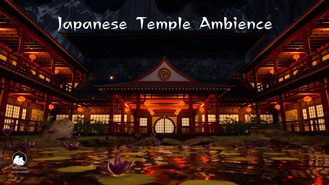 Japanese Temple Ambience - With relaxing Waterfall and Japanese Music ...