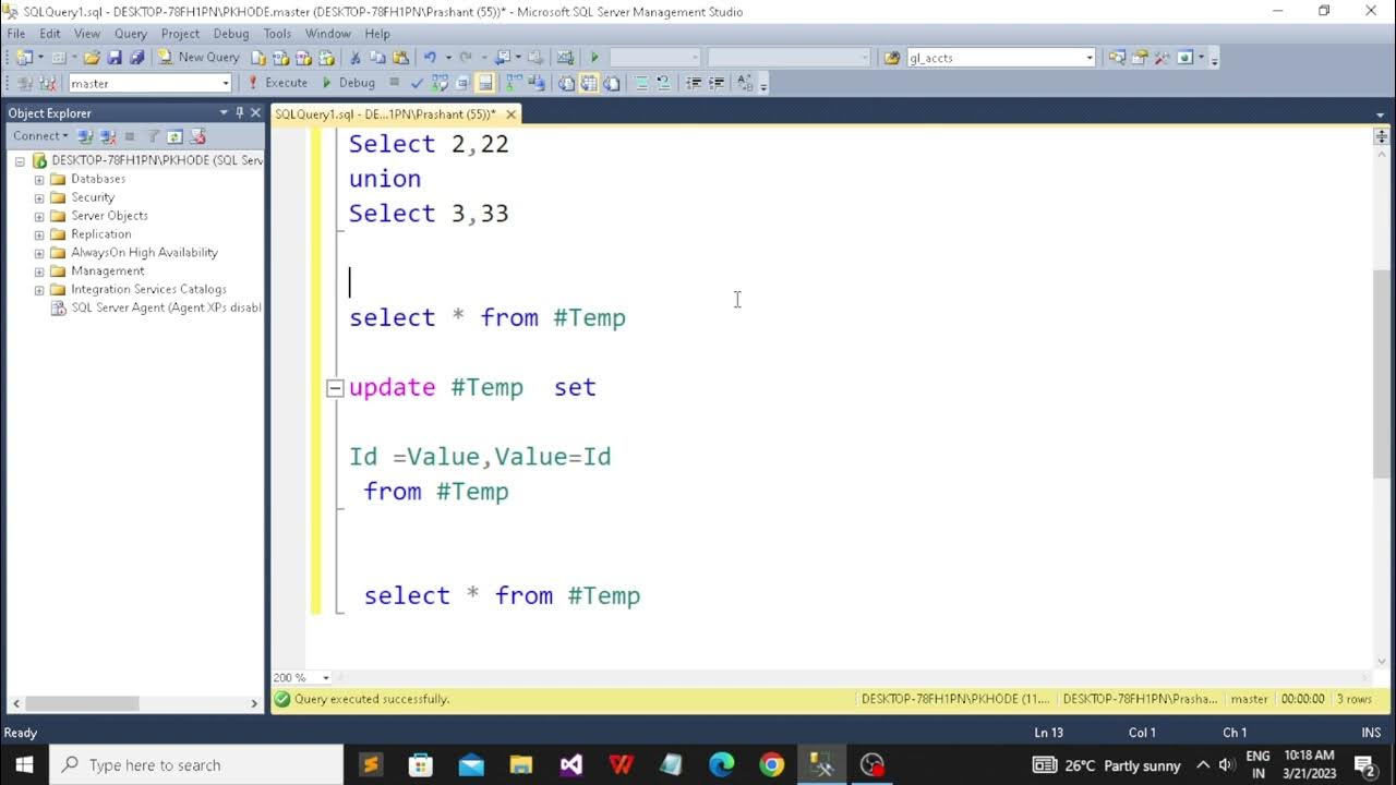 Column Swapping In Sql Server Youtube