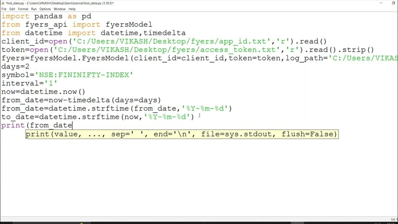 Fetch Historical Data Ohlcv From Fyers Api In Python Youtube