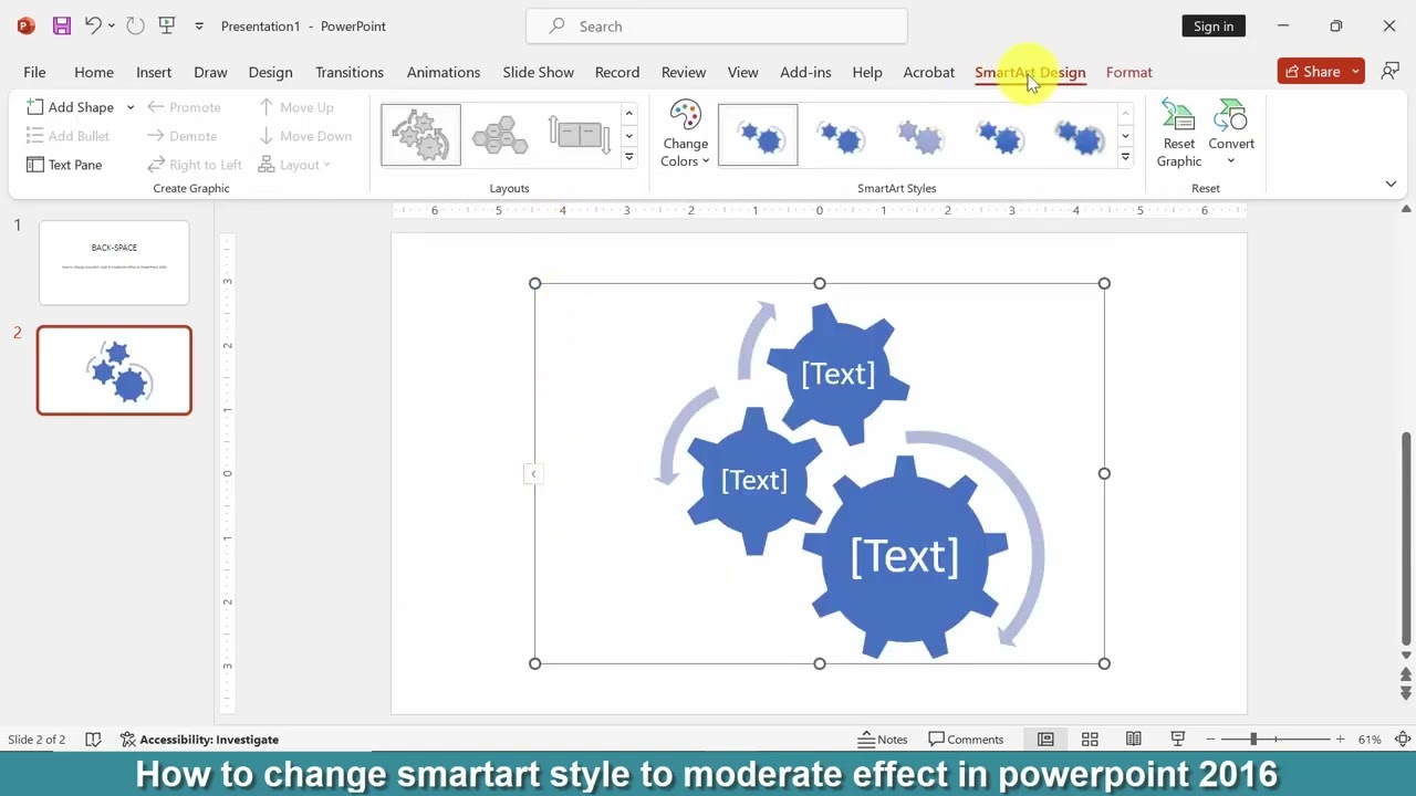 How To Change SmartArt Style To Moderate Effect In PowerPoint 2016 How To Change SmartArt Style To Moderate Effect In PowerPoint 2016