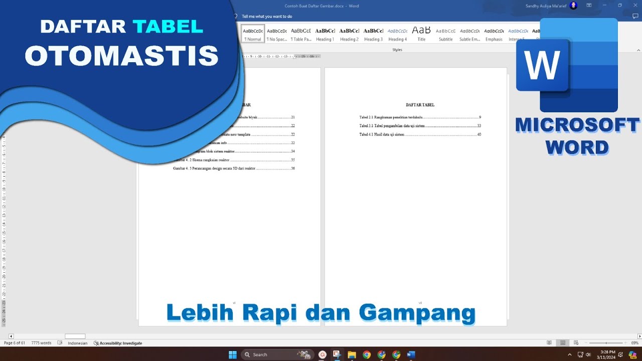Cara Gampang Bikin Daftar Tabel Otomatis di Microsoft Word (Cepat Paham ...