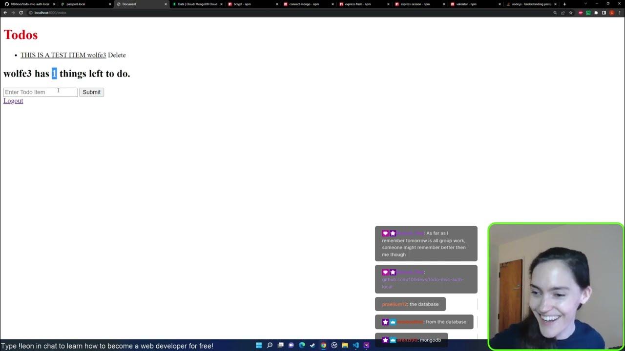 Let's explore local authentication and MVC! #100Devs - YouTube
