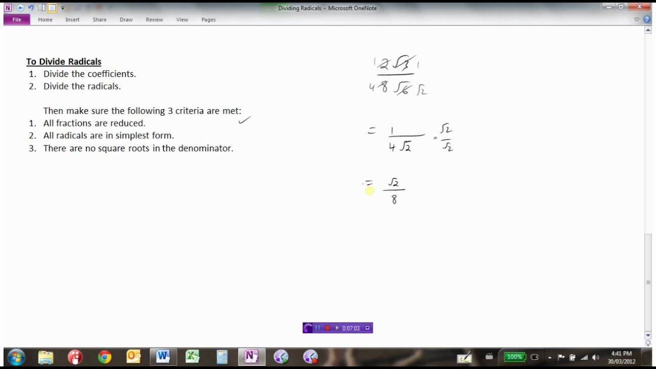 Dividing Radicals - YouTube