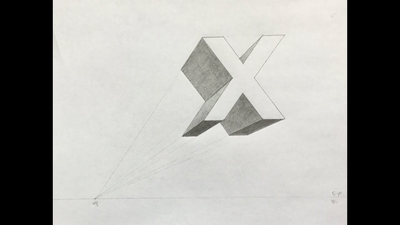 How to Draw Letter "X" in One Point Perspective, Part 1 - YouTube