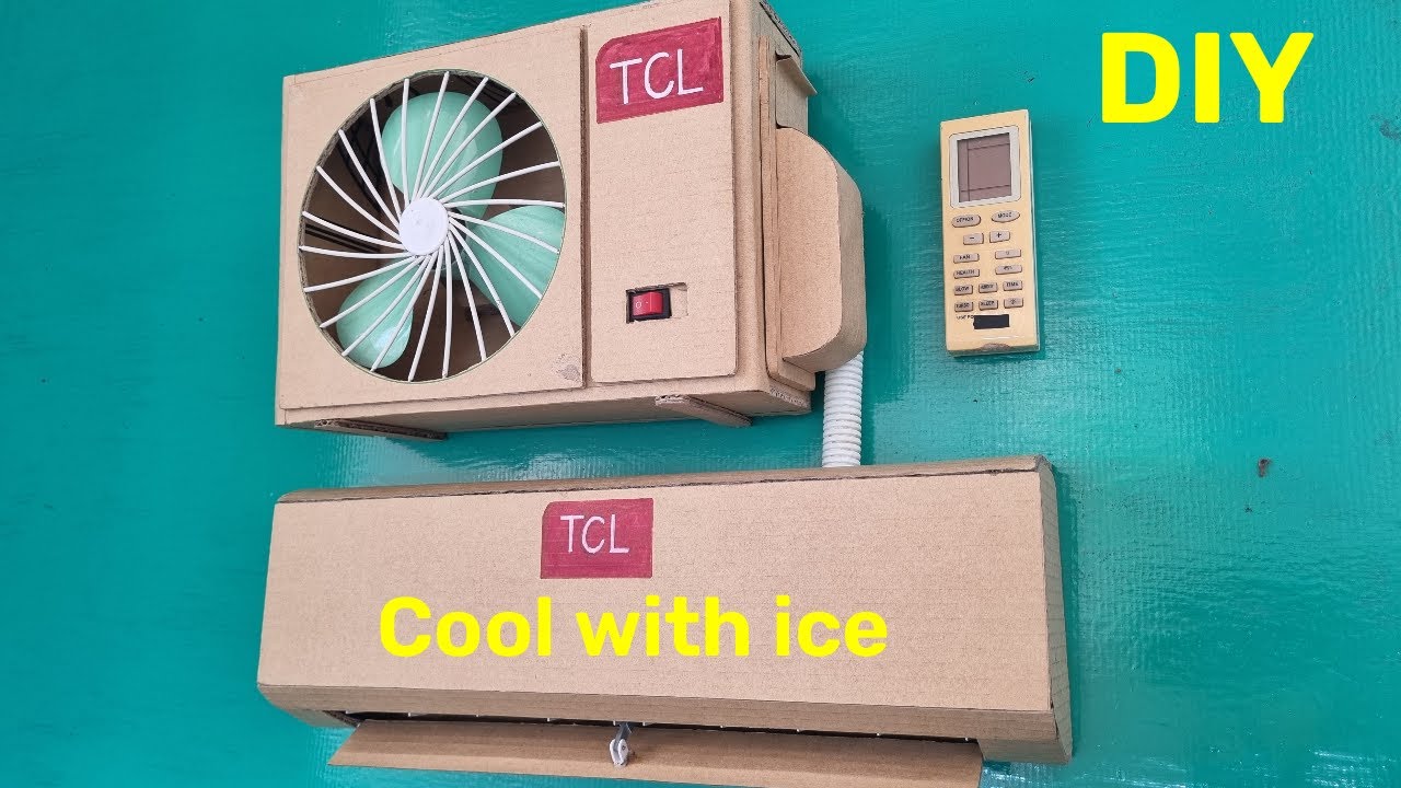 How to make ice-cooled cardboard air conditioner || According to model ...