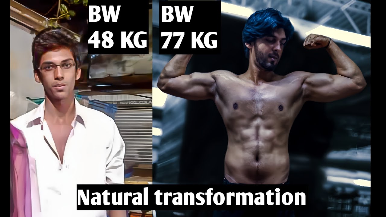 natural body transformation journey from skinny to fit || home and gym ...