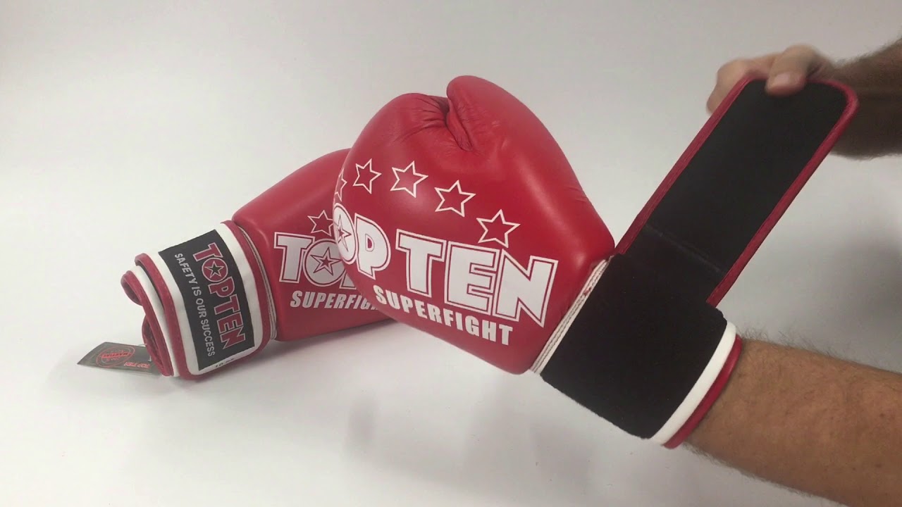 Boxerské rukavice Top Ten Superfight Stars červená bílá - YouTube