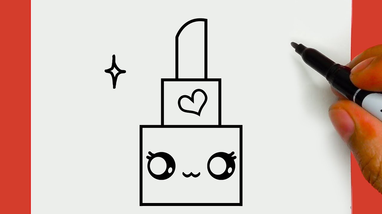 HOW TO DRAW A CUTE LIPSTICK, STEP BY STEP, DRAW Cute things - YouTube