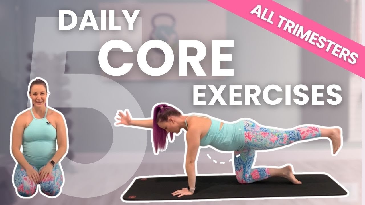 5 Daily Pregnancy Core Exercises | All Trimesters - YouTube
