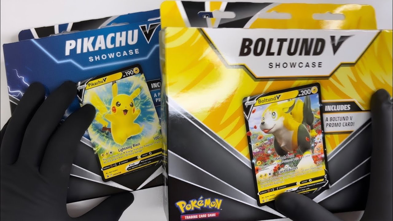 Unboxing Pikachu V & Boltund V Showcase Pokemon TCG [Bonus Shining ...