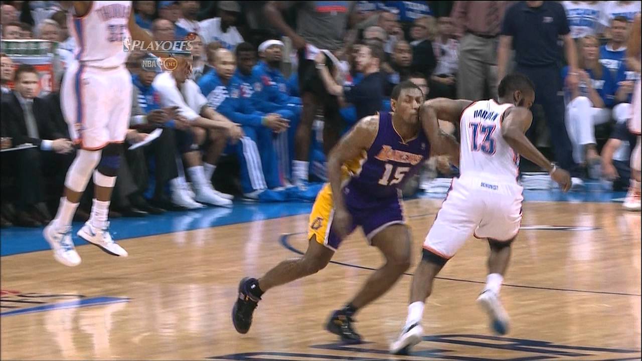 James Harden elbows Metta World Peace in the face - YouTube