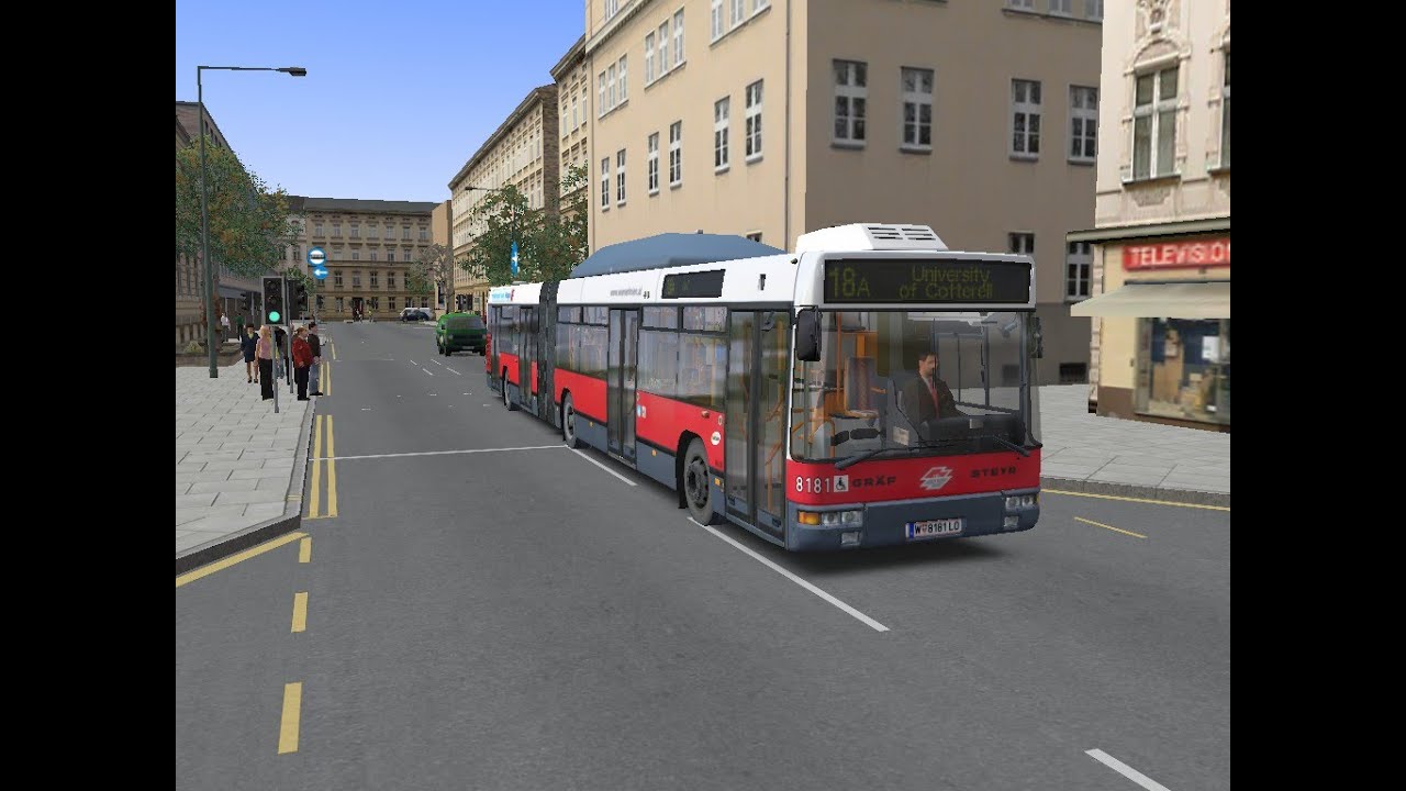 Omsi 2: Cotterell V1 route U18 to the University with a bendy bus - YouTube