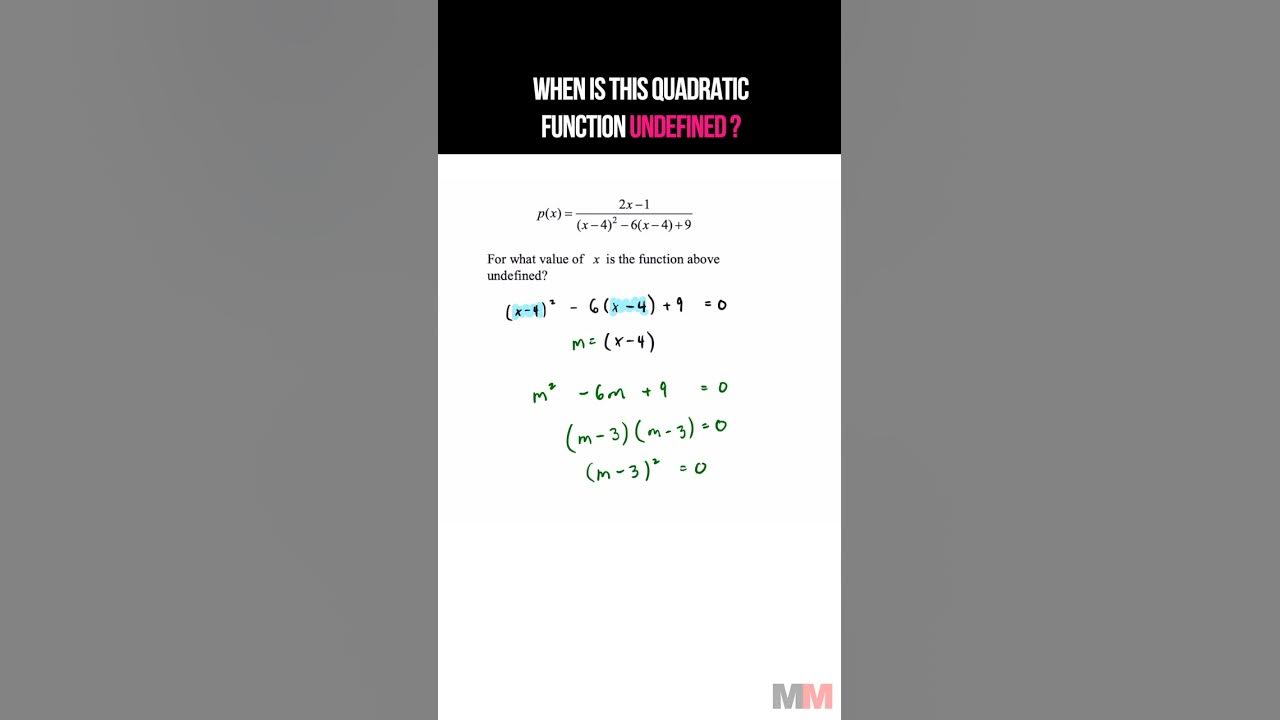 When is this Quadratic Function Undefined? Useful strategy - YouTube