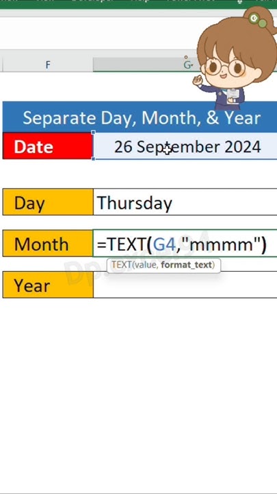 Using Text Formula to extract Day, Month, & year in Excel #excel #microsoft #excelfunction - YouTube