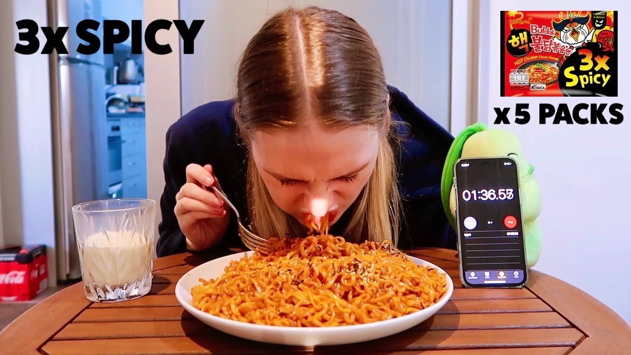 Korean 3x Spicy Fire Noodle Challenge - YouTube
