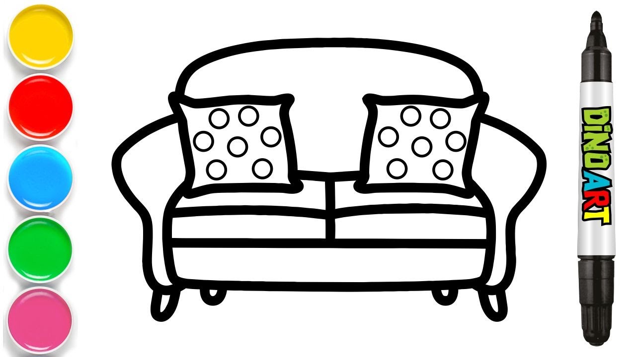How to Draw and Coloring Sofa for Kids and Toddlers | DinoArt #72 - YouTube