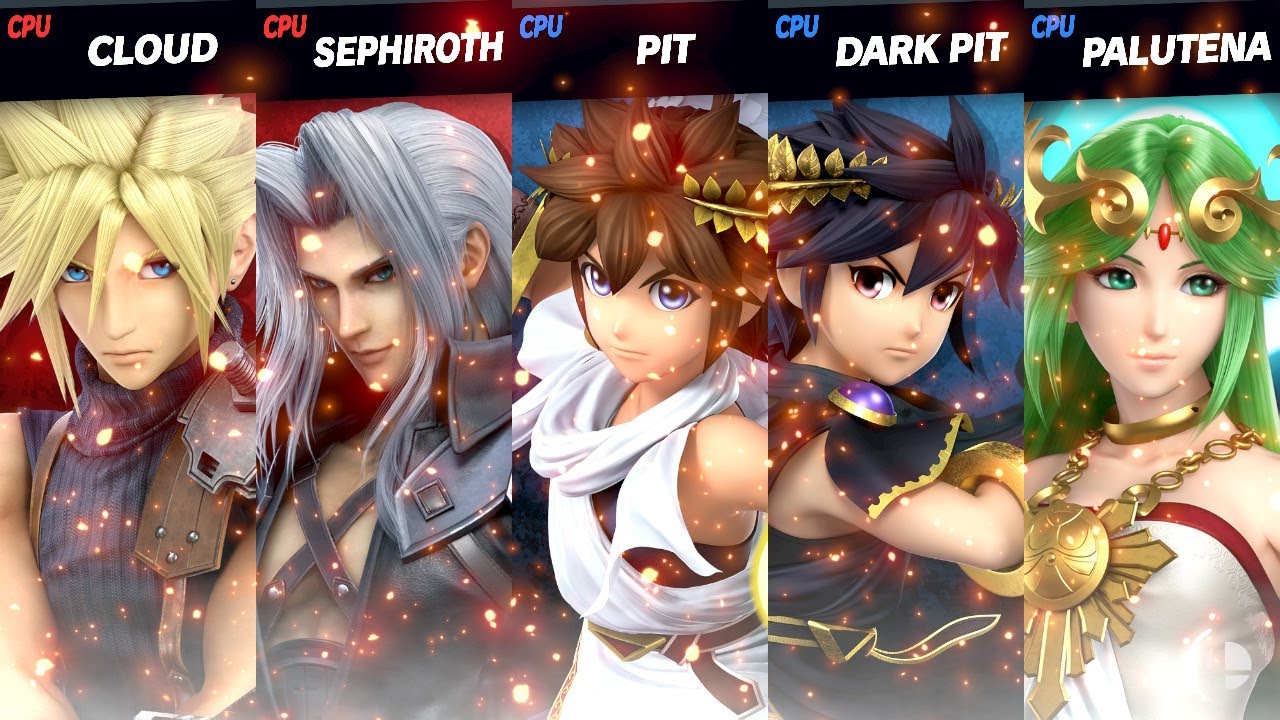 Cloud & Sephiroth (Final Fantasy) vs Pit & Dark Pit & Palutena (Kid ...