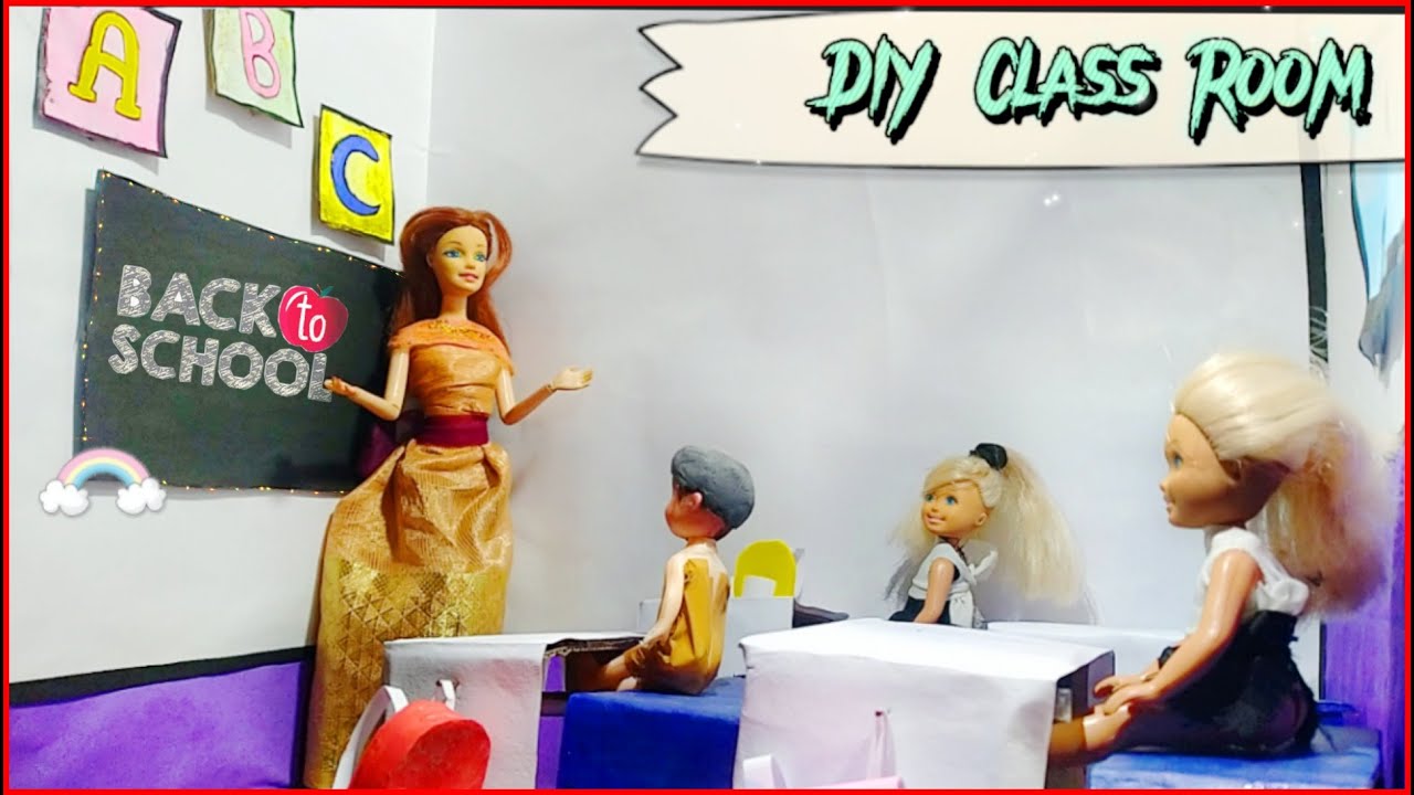Diy class room/ miniature virsion 🍁🦋/ dolls craft / Doll school 🎒/ back ...