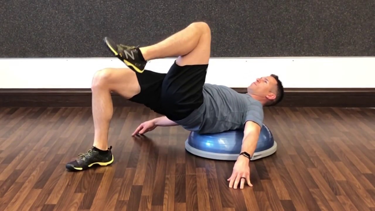 Bosu Back Supported Alternating Glute Bridge - YouTube
