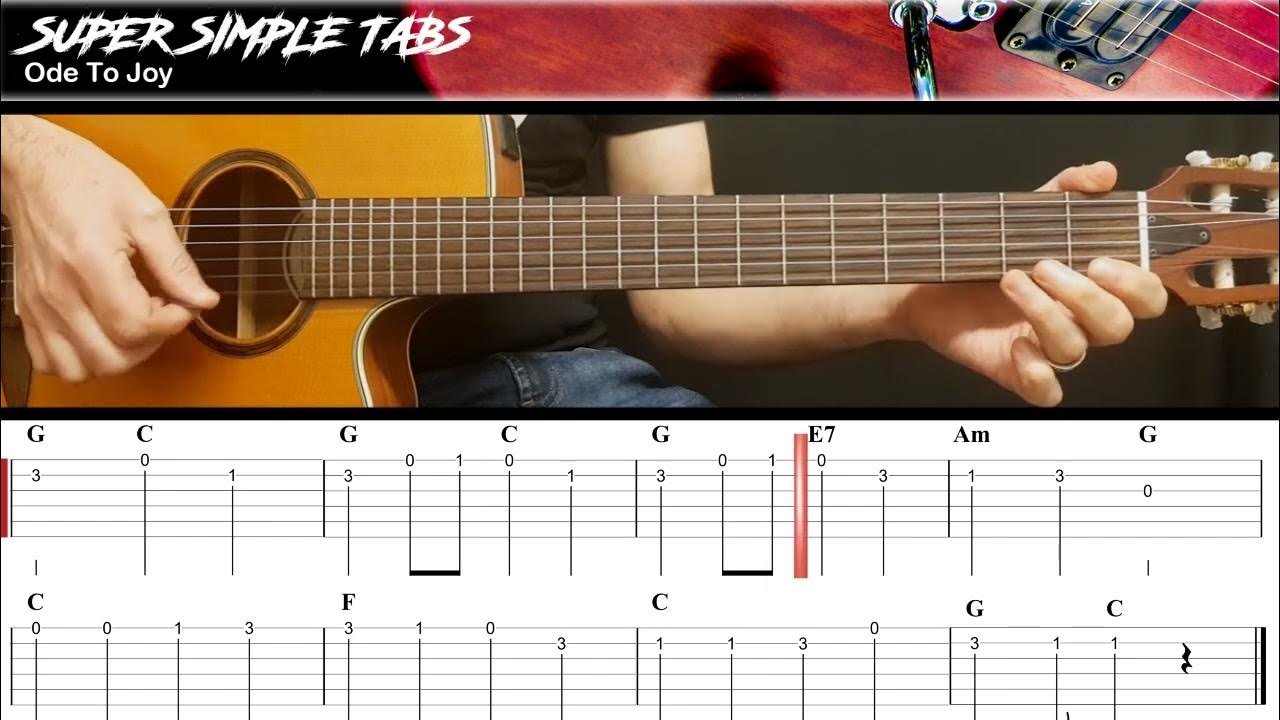 Ode To Joy - Beethoven | BEGINNERS GUITAR | Super Simple Tabs - YouTube