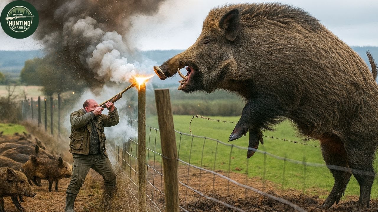 120 Best Giant Wild Boar Shooting Footage, Texas Farmer Deal with ...