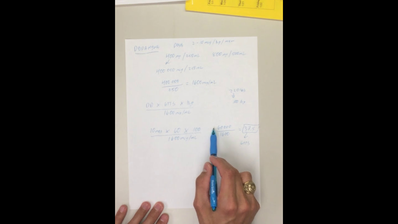 Dopamine drip calculation - YouTube