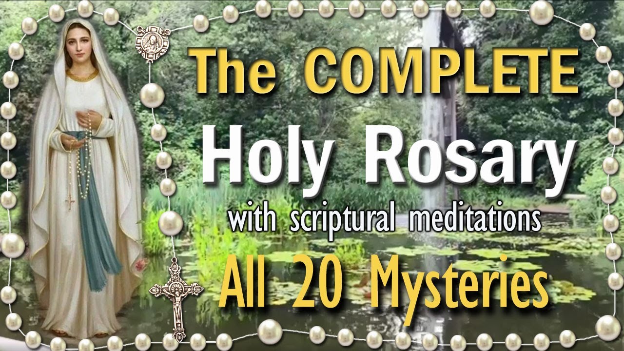 🌹20 Mysteries of the Holy Rosary COMPLETE with All Decades, Scenic, Relaxing Pond, Scriptural ...