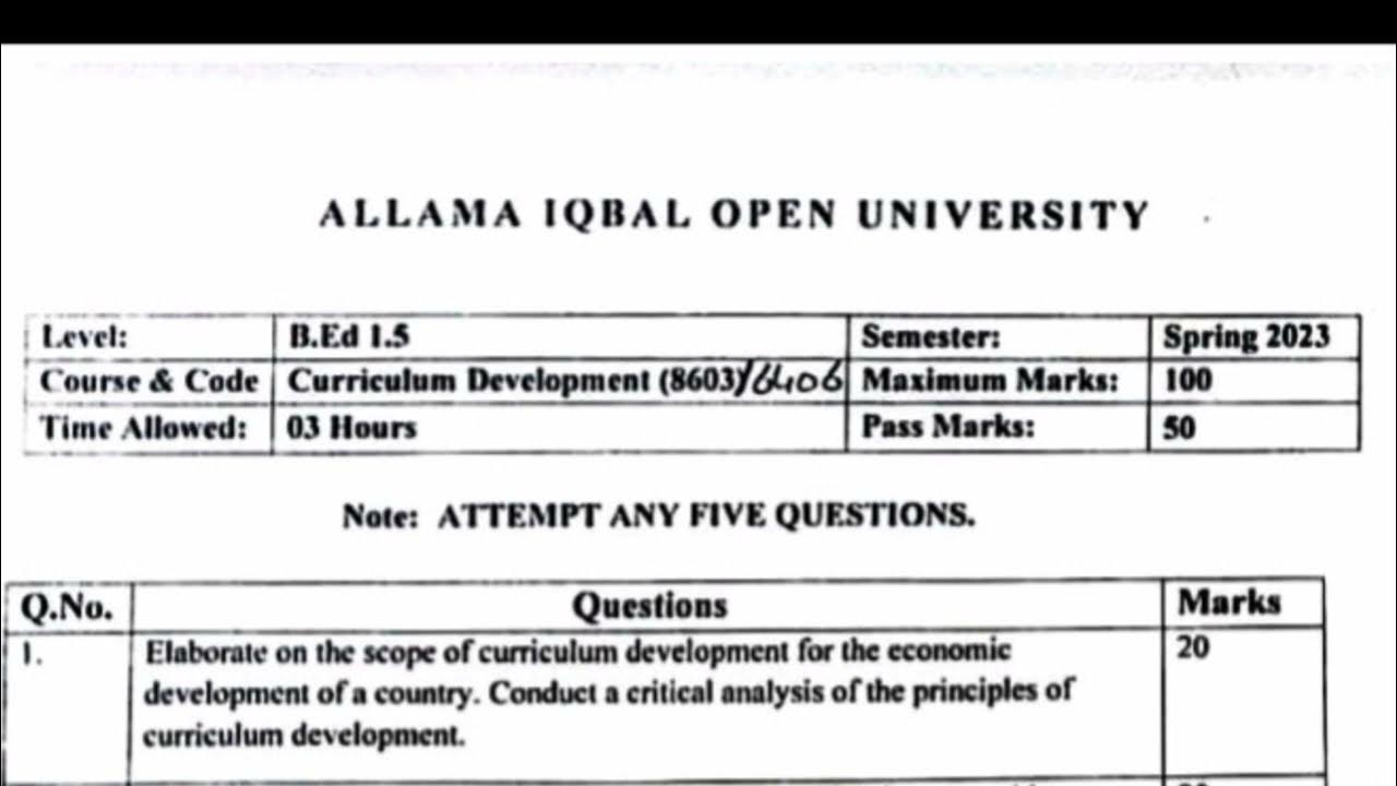 8603 paper pattern smestr spring 2023! aiou course code 8603 past paper - YouTube