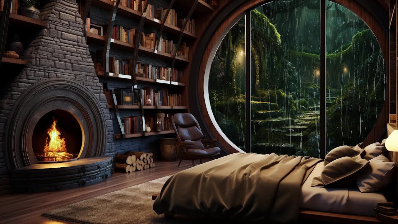 Hobbit Room In The Rain | Soothing Thunder & Rain Sounds For Sleeping ...