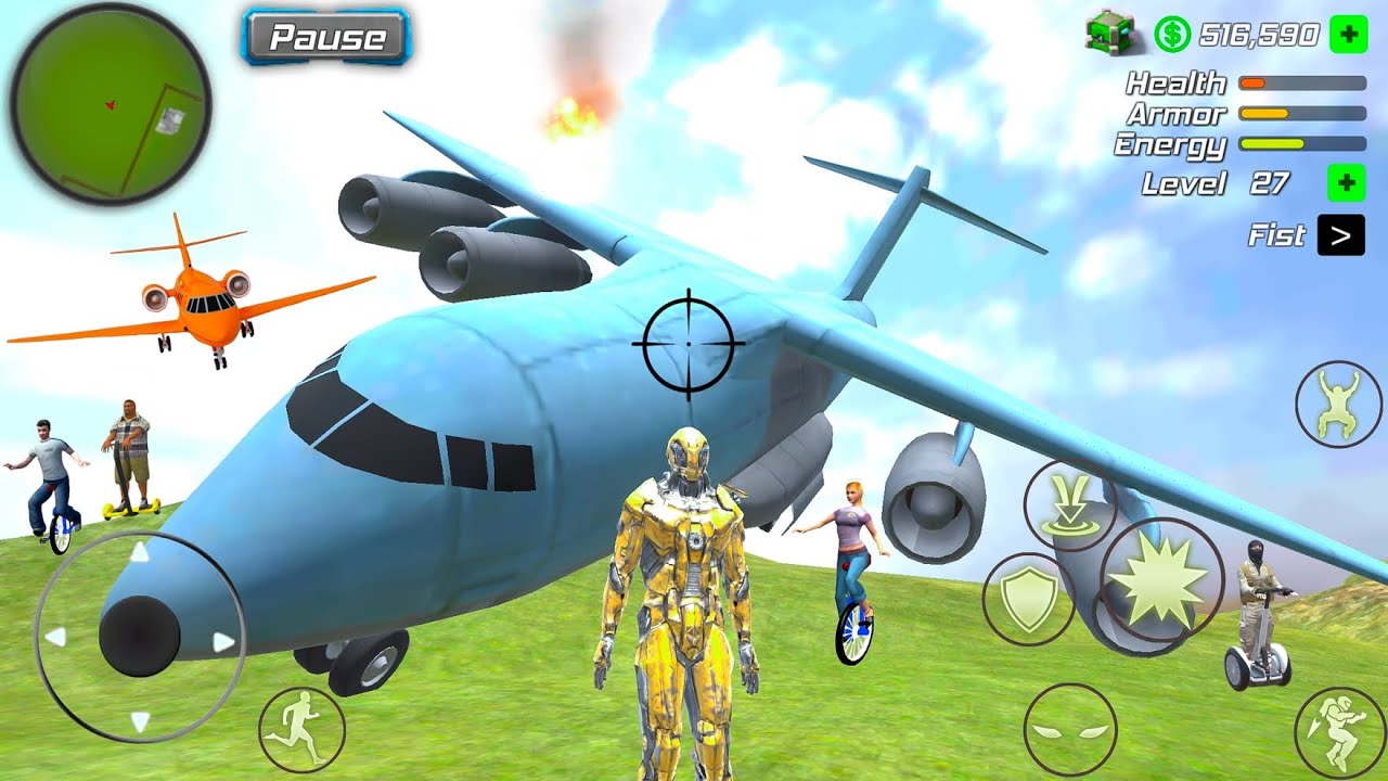 Iron Hero Robot Flying Military Cargo Airplane Helicopter BMW i8 Car ...