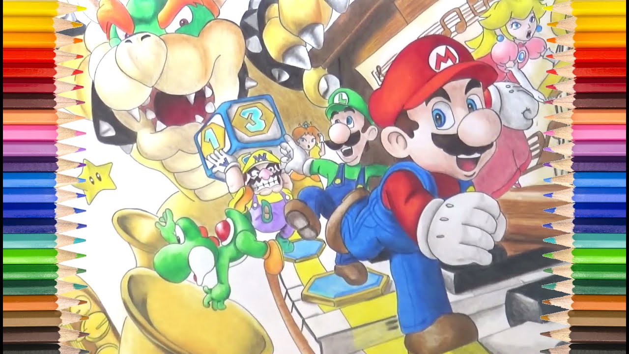Drawing Mario Party Wallpaper | Miky Art - YouTube