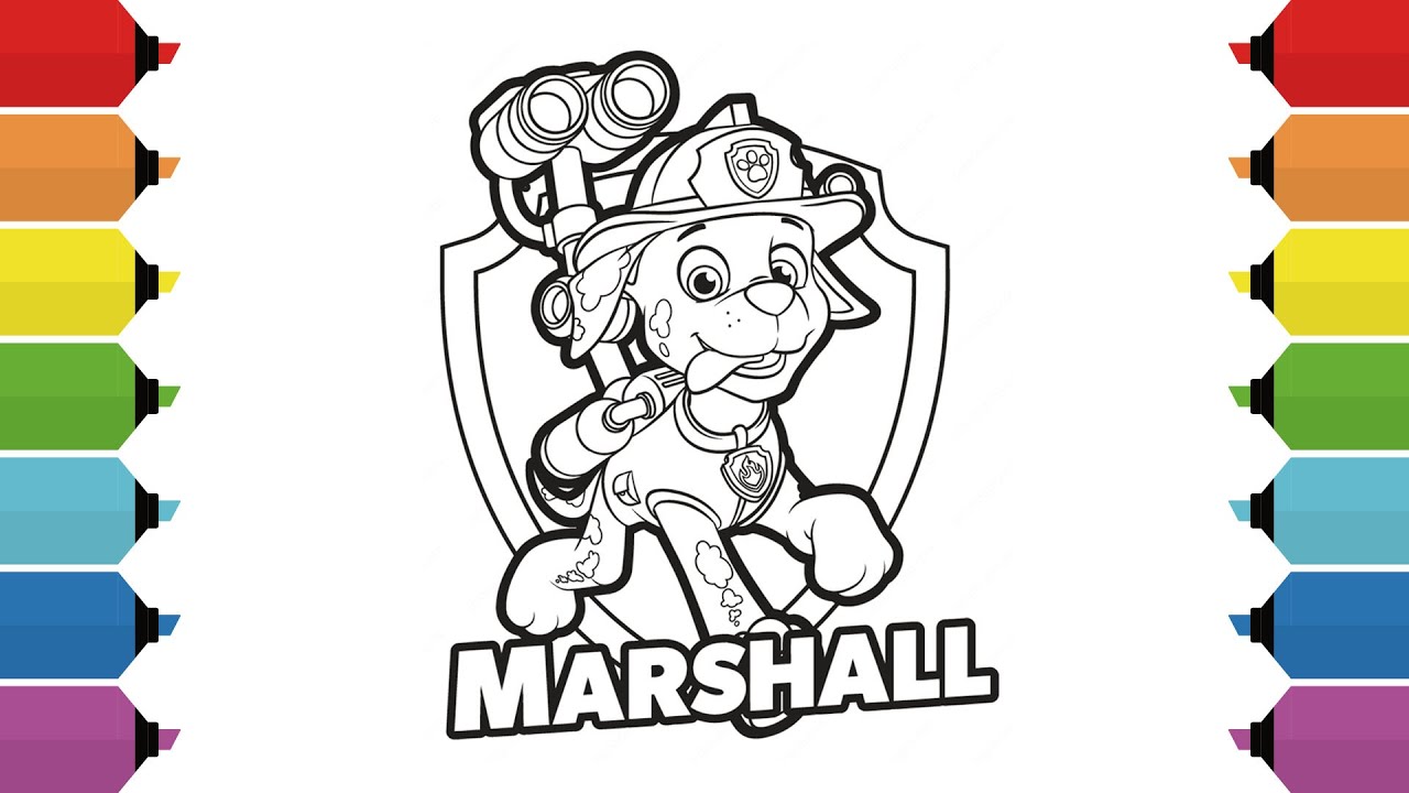 Coloring Marshall PAW Patrol Coloring Book Page Colored Markers ...