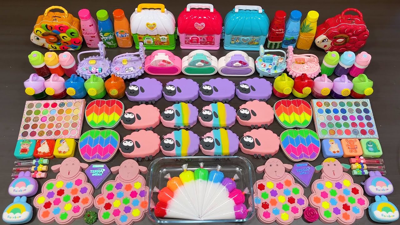 RAINBOW SHEEP !!! Mixing random into PIPING BAGS slime!!!Relaxing ...