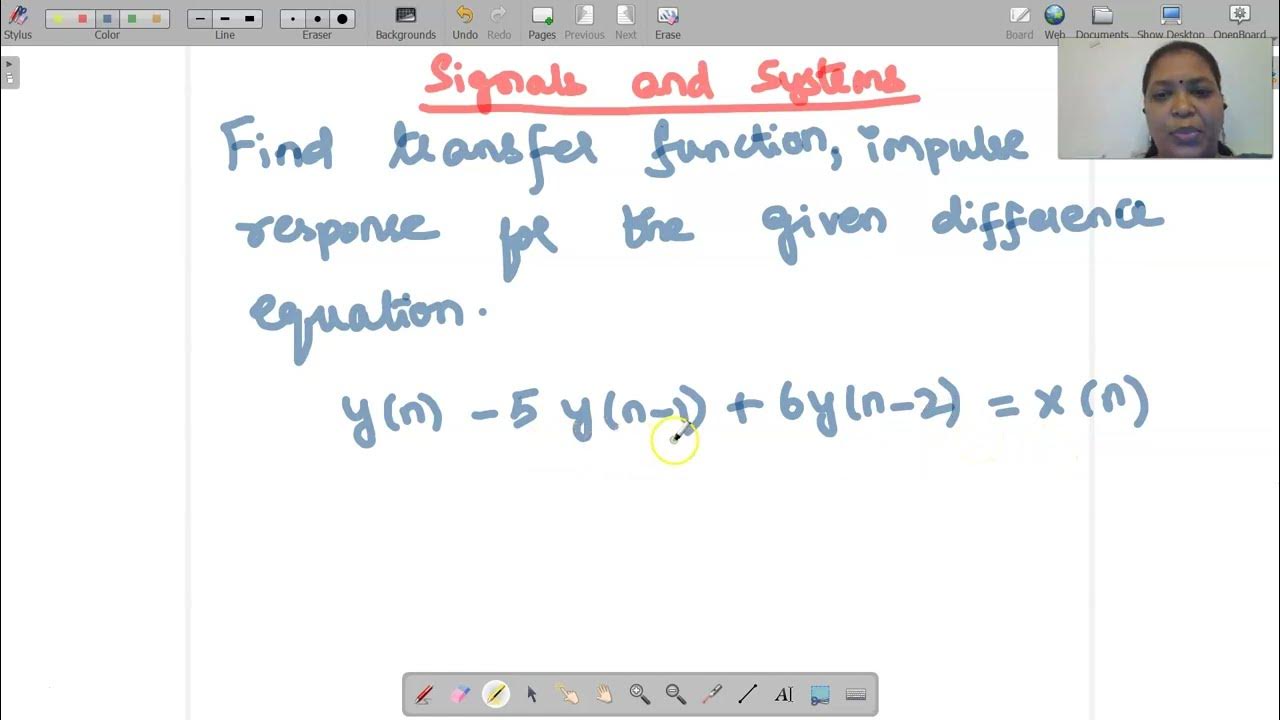 FIND TRANSFER FUNCTION, IMPULSE RESPONSE FOR THE GIVEN DIFFERENCE EQUATION - YouTube
