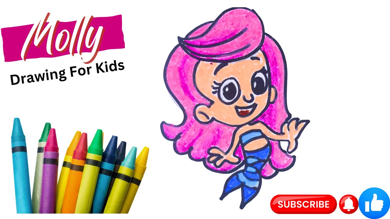 how to draw Molly step by step | bubble guppies - YouTube