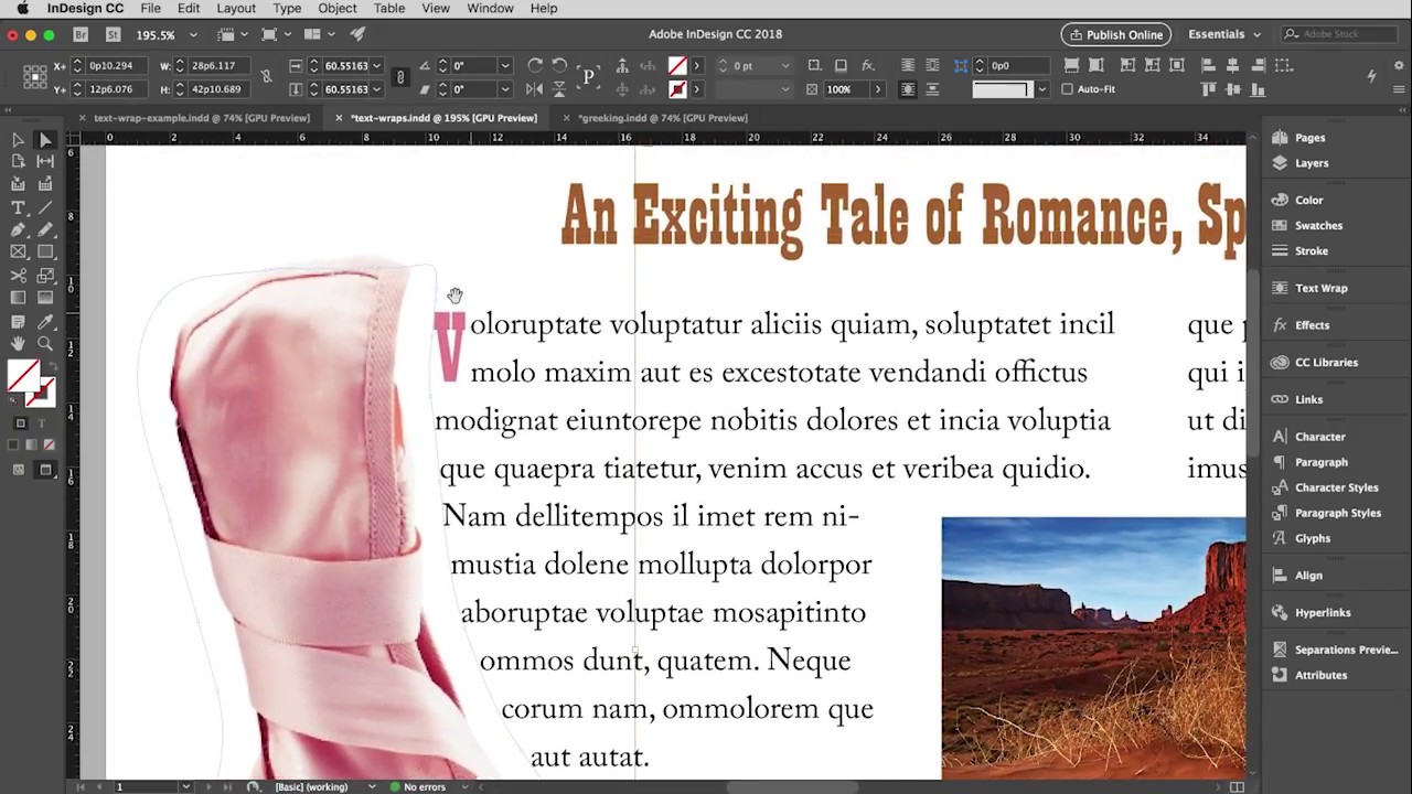 Adobe InDesign | Text Wraps & Greeking - YouTube
