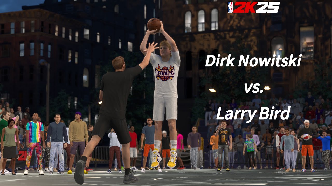 NBA 2K25 - Dirk Nowitski vs. Larry Bird | Blacktop - YouTube