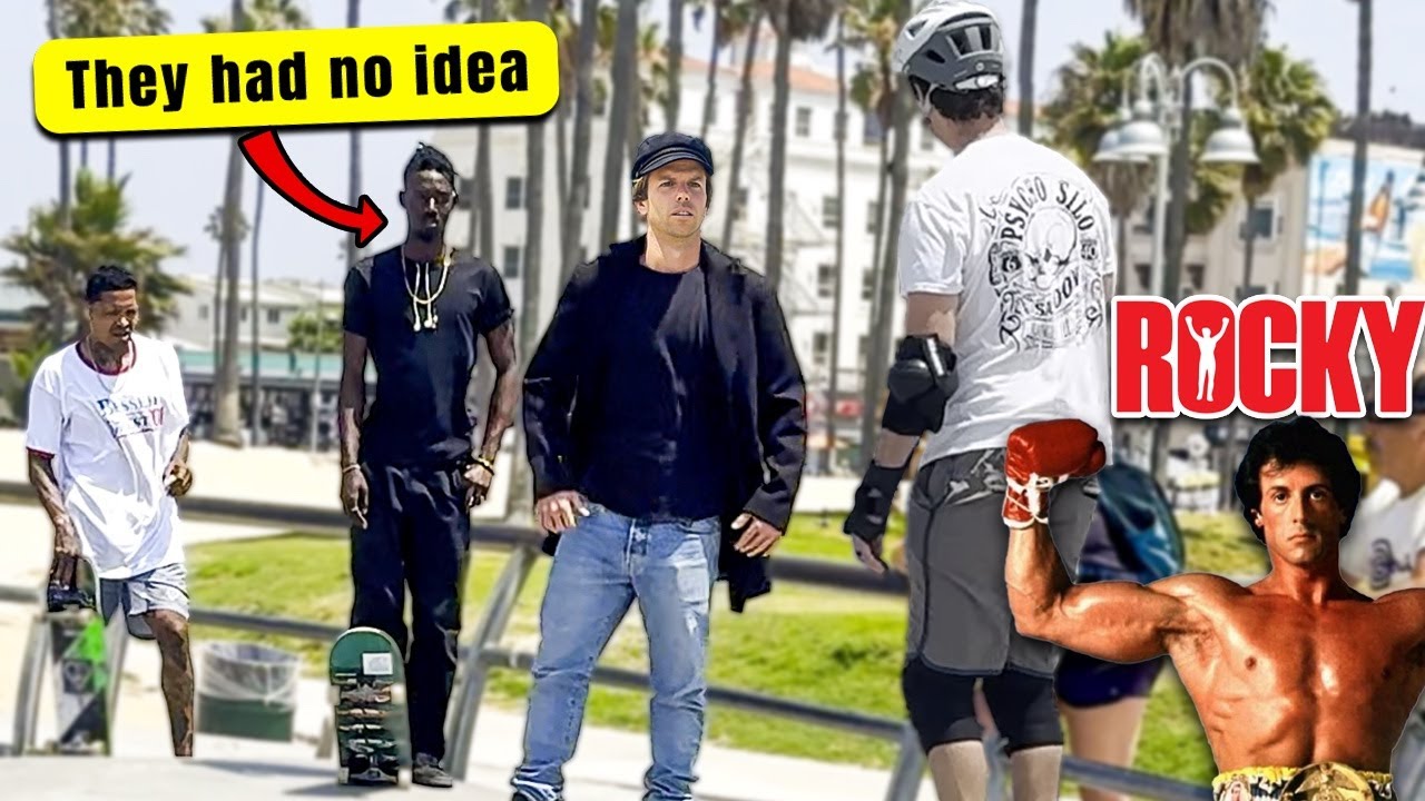 performing ROCKY scenes in public! - YouTube